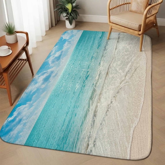Extra Large Area Rug 63"x90.6", Summer Beach Absorbent Non Slip Indoor ...