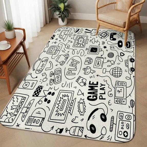 Extra Large Area Rug 63"x90.6", Video Game Absorbent Non Slip Indoor ...