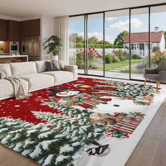 Extra Large Area Rug 8x10ft, Red Christmas Non Slip Floor Carpet Mat ...
