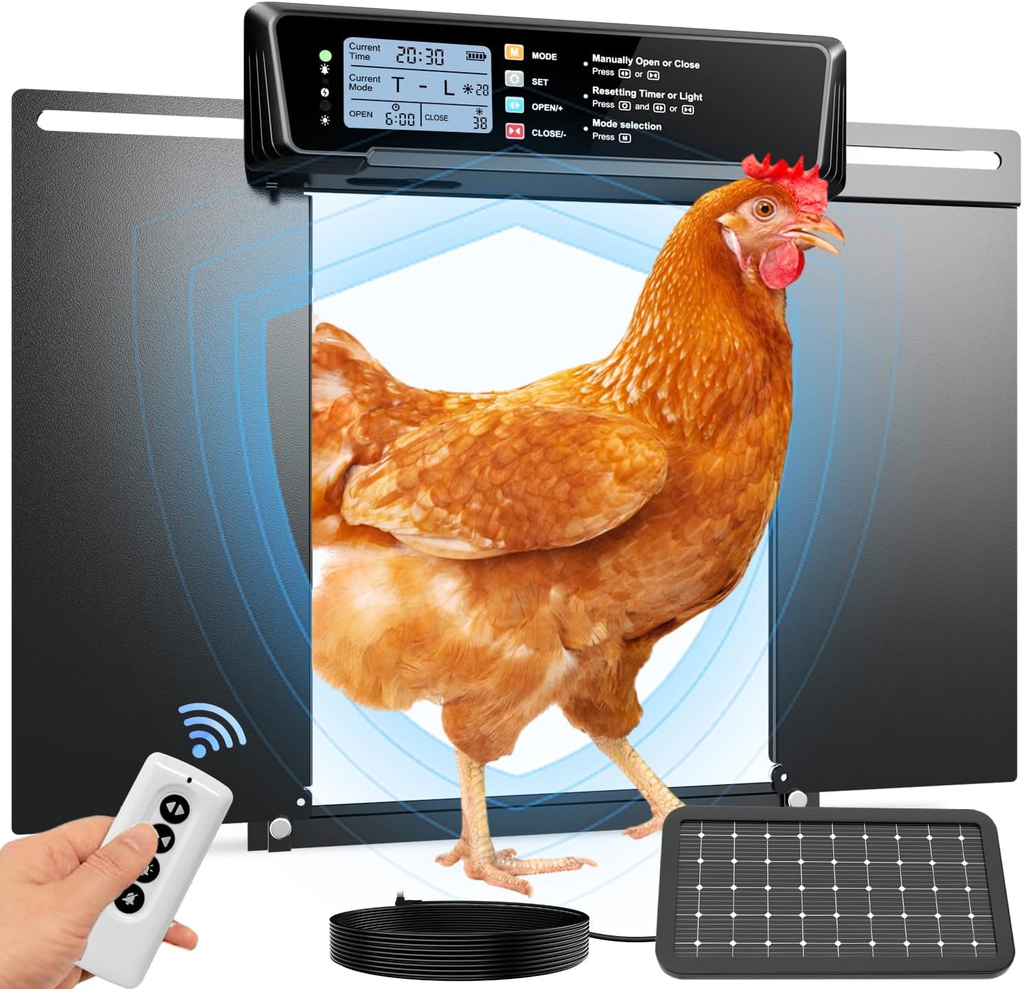 Extra Large Automatic Chicken Coop Door Solar Power,Anti-Pinch ...