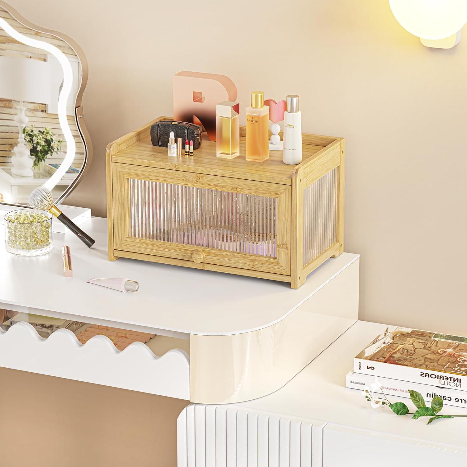 Extra Large Bamboo Bread Box for Kitchen Counter, Bread Storage ...