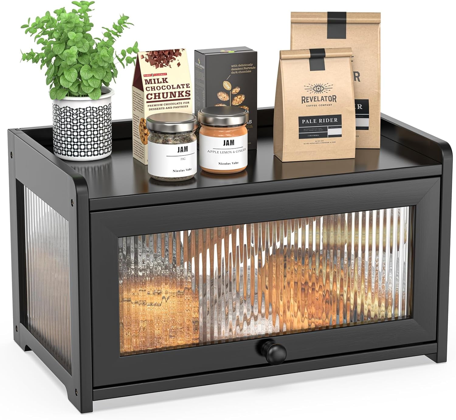 Extra Large Bamboo Bread Box for Kitchen Counter, Bread Storage ...