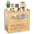 Extra Large Bamboo Bread Box for Kitchen Counter, Double Layer Bread ...