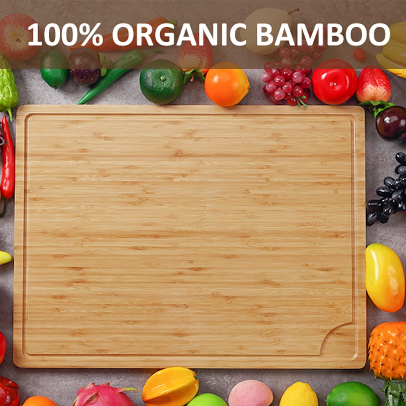 Extra Large Bamboo Wood Cutting Board, 24 x 18 Inch Kitchen Wooden ...