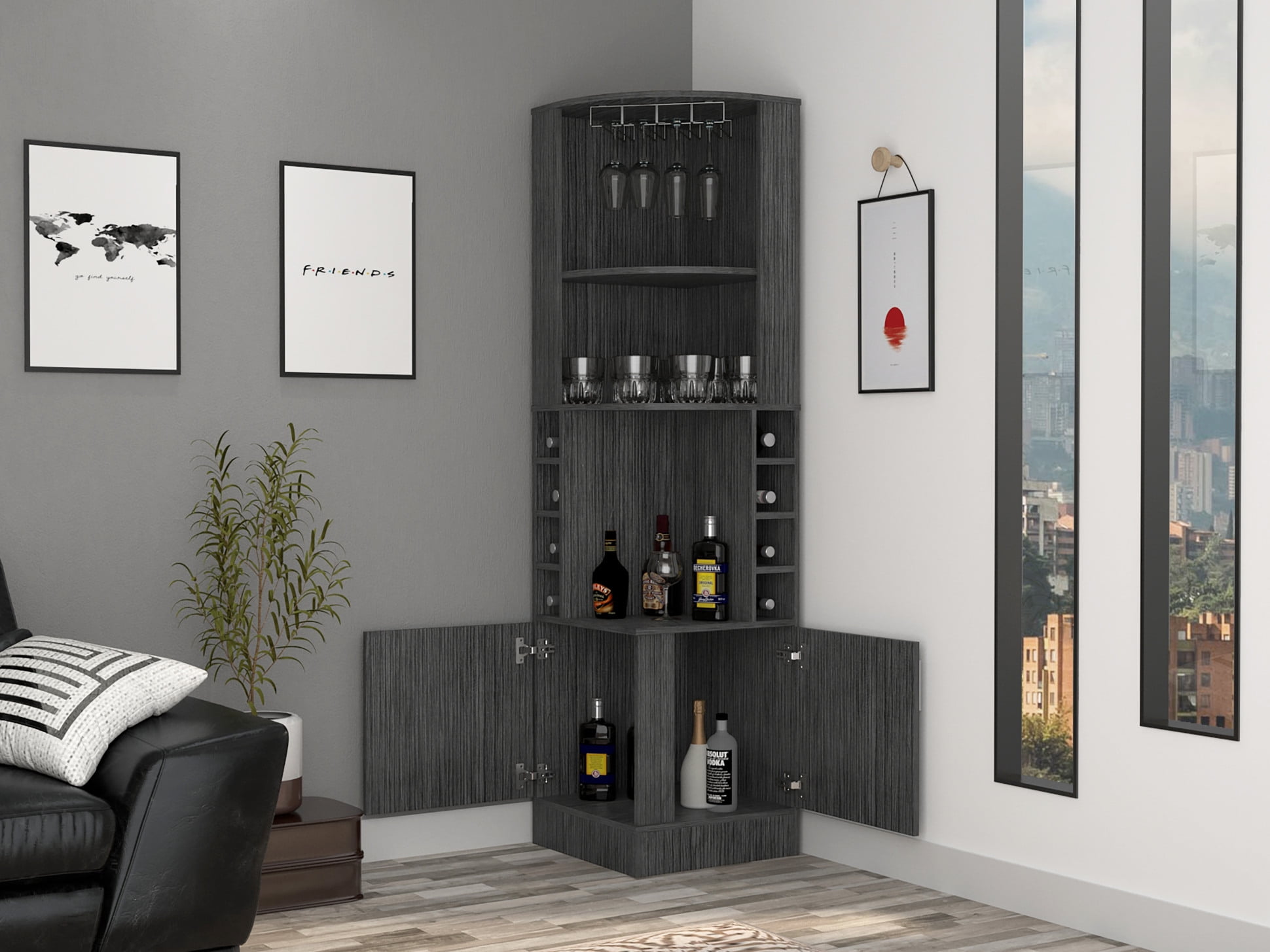 Extra Large Bar Cabinet with 8 Wine Cubbies, Storage Cabinet with ...