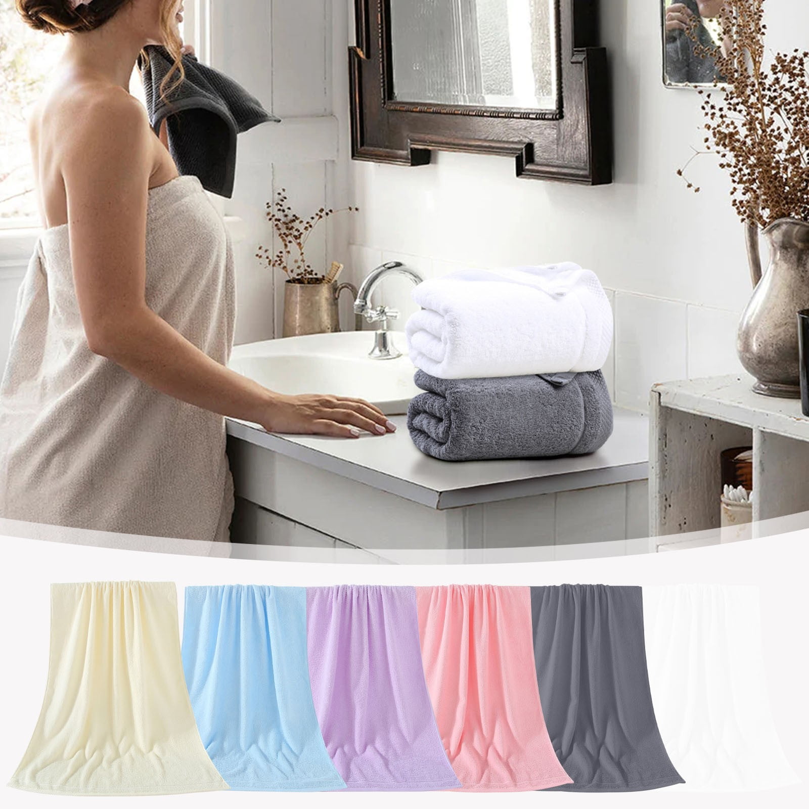 Extra Large Bath Towel for Adults | Thick Soft Absorbent Long-Staple ...