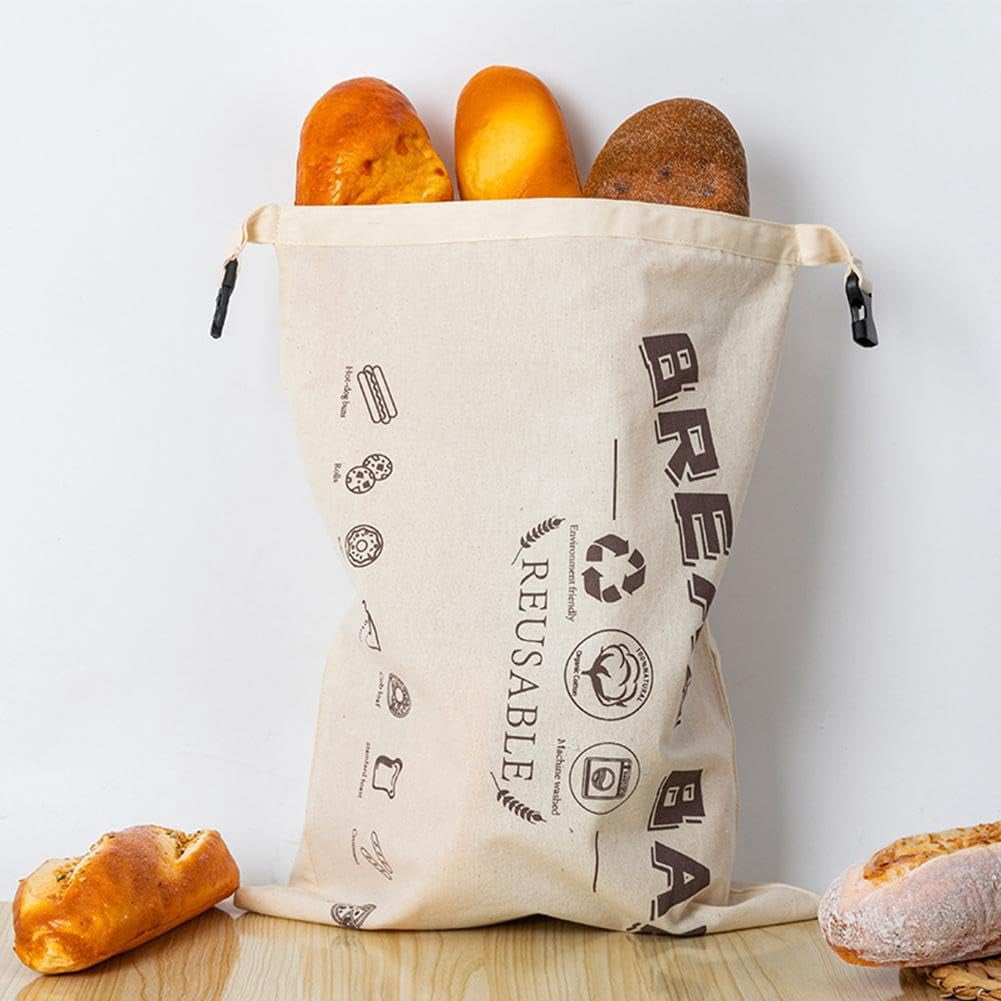 Extra Large Beeswax Bread Bags,Reusable Cotton Linen Bread Storage Bags ...