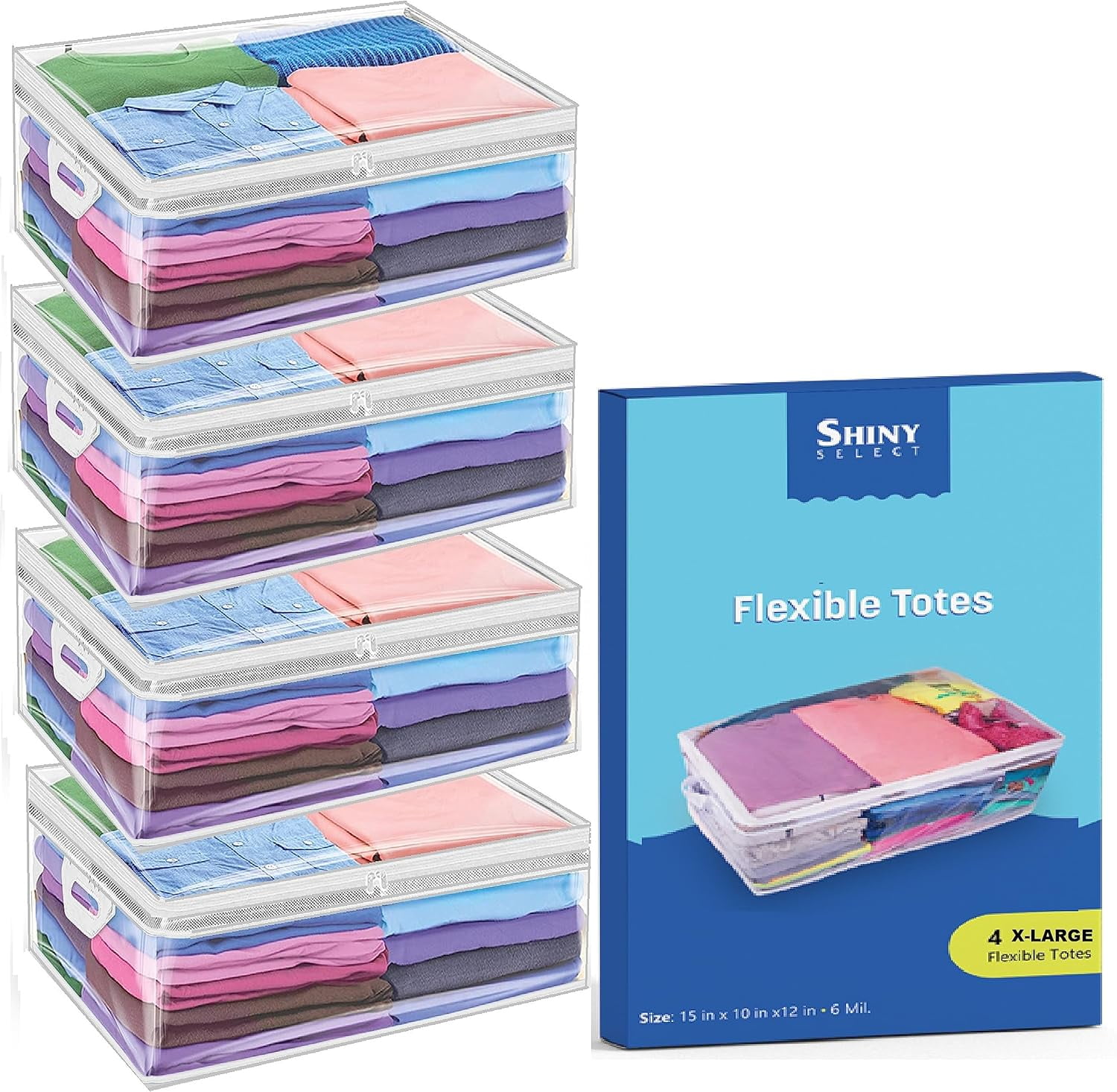 Shiny Select Extra Large 10 Gallon Clear Plastic Zippered Storage Bags ...