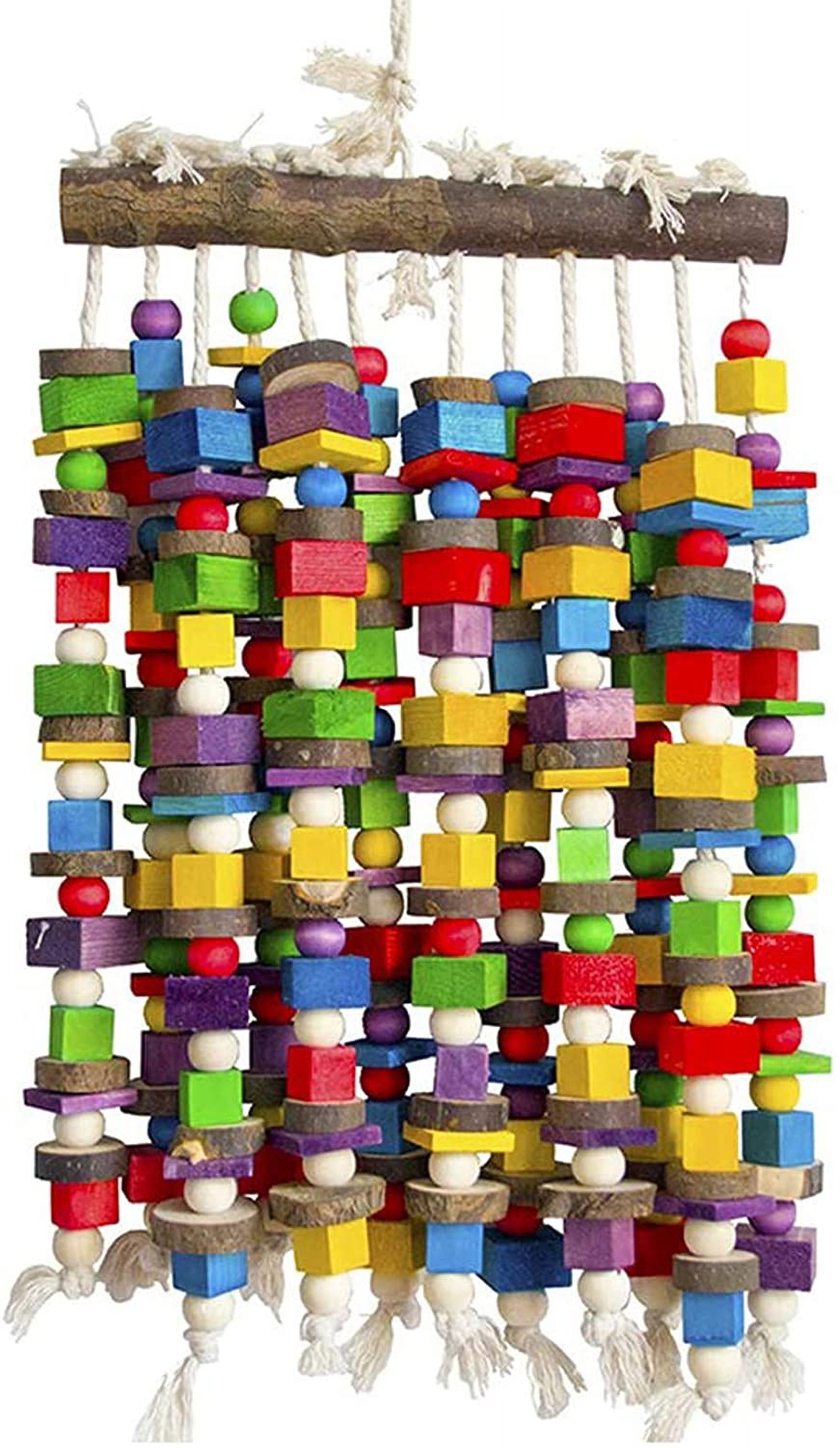 Extra Large Bird Parrot Chewing Toy-Multicolored Natural Wooden Blocks ...