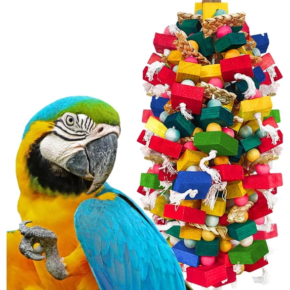 Extra Large Bird Toys for Macaws Cockatoos Amazons Chew - Natural Wood ...