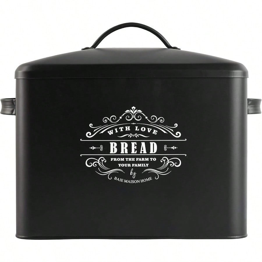 Extra Large Black Bread Box Bread Boxes for Kitchen Counter Holds 2 ...