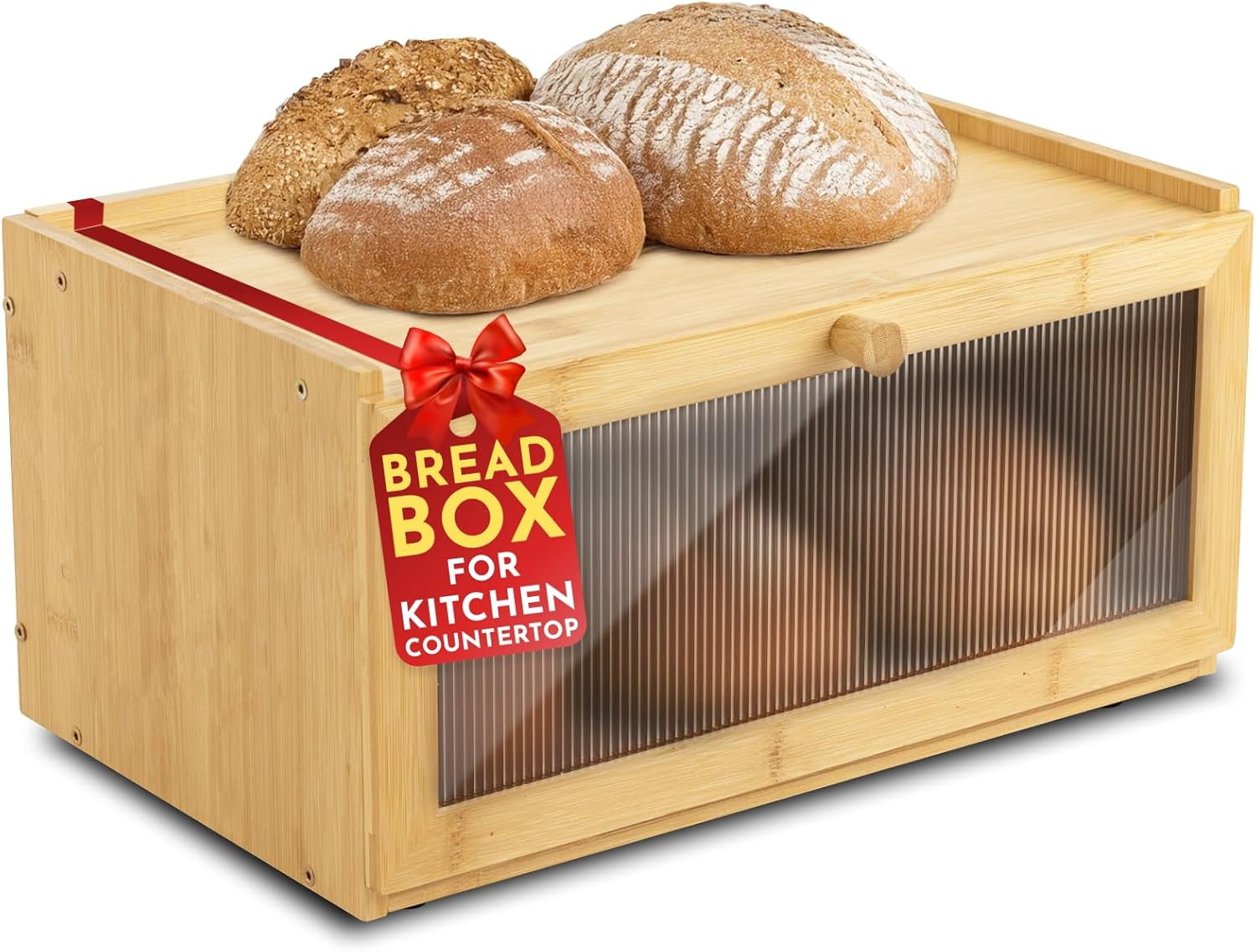 Extra Large Black Bread Box - Holds 2 Loaves, Stainless Steel Vintage ...