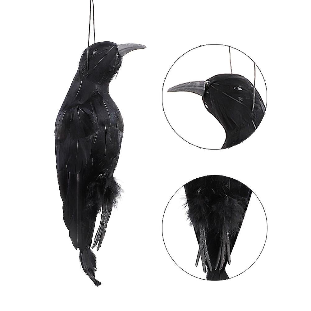 Extra Large Black Feathered Crow Realistic Hanging Dead Crow Decoy ...