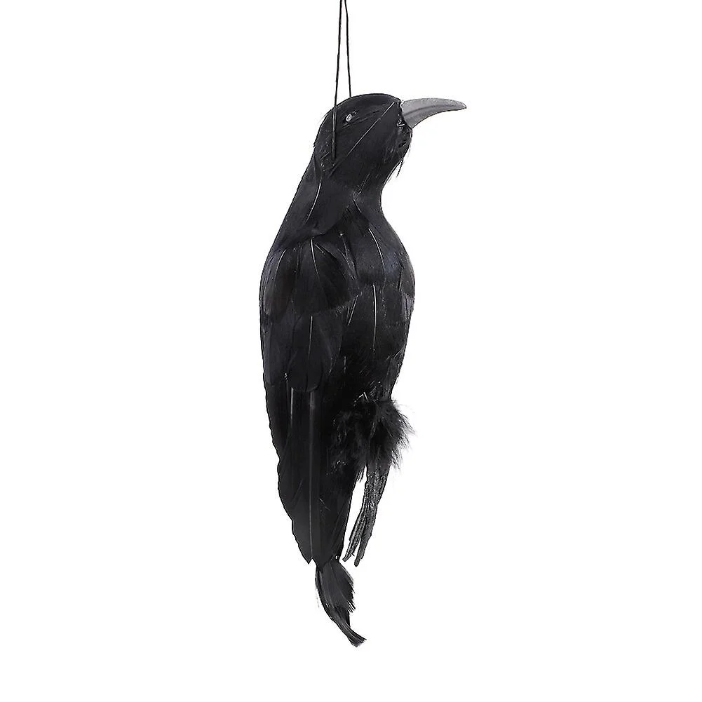 Extra Large Black Feathered Crow Realistic Hanging Dead Crow Decoy ...