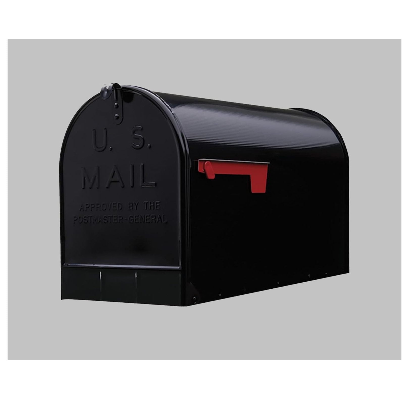 Extra-Large Black Galvanized Steel Post-Mount Mailbox, 11.69in. W x 14 ...