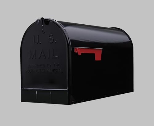 Extra-Large Black Galvanized Steel Post-Mount Mailbox, 11.69in. W x 14 ...