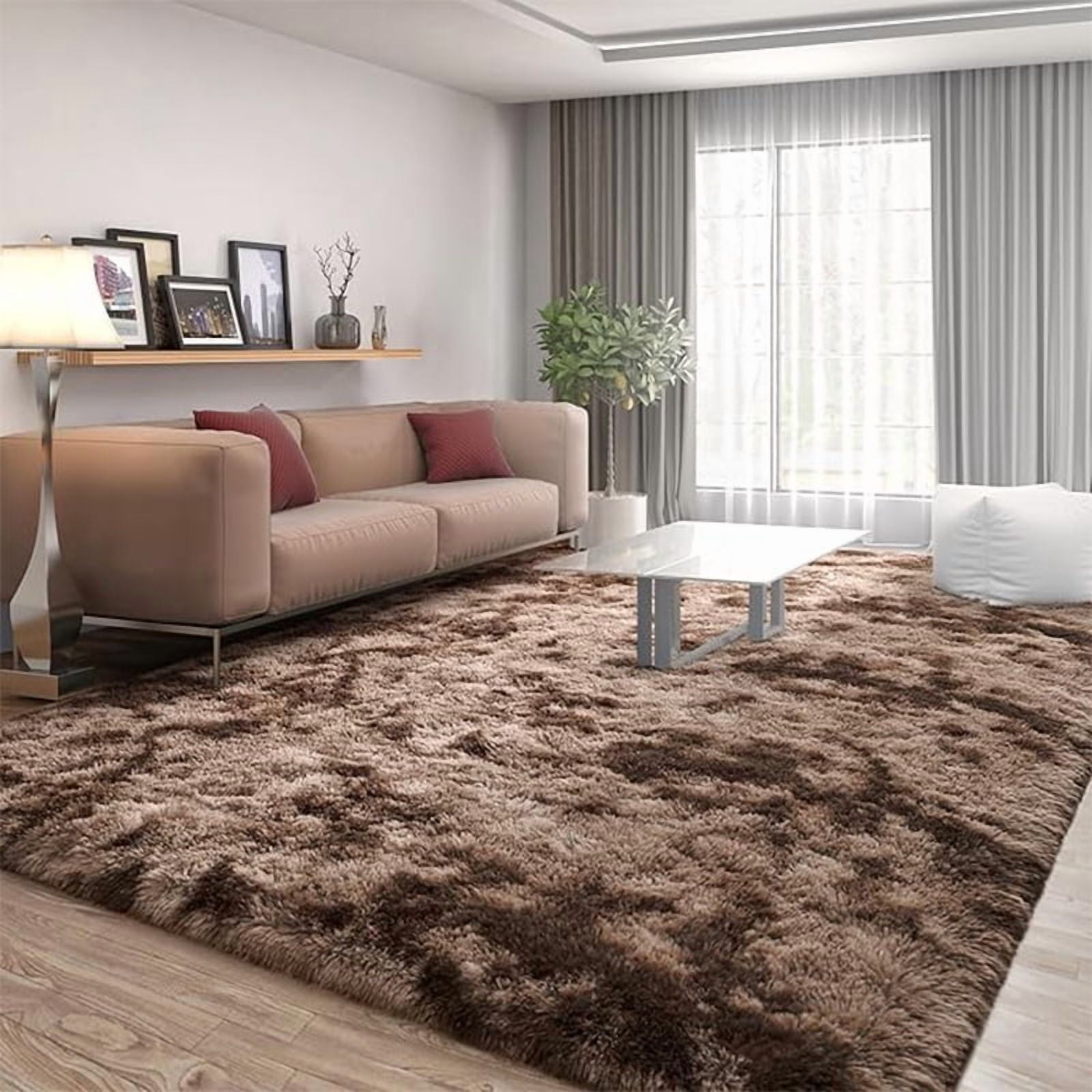 Extra Large Black Shaggy Mat - Plush Soft Fuzzy Floor Rug with Thick ...