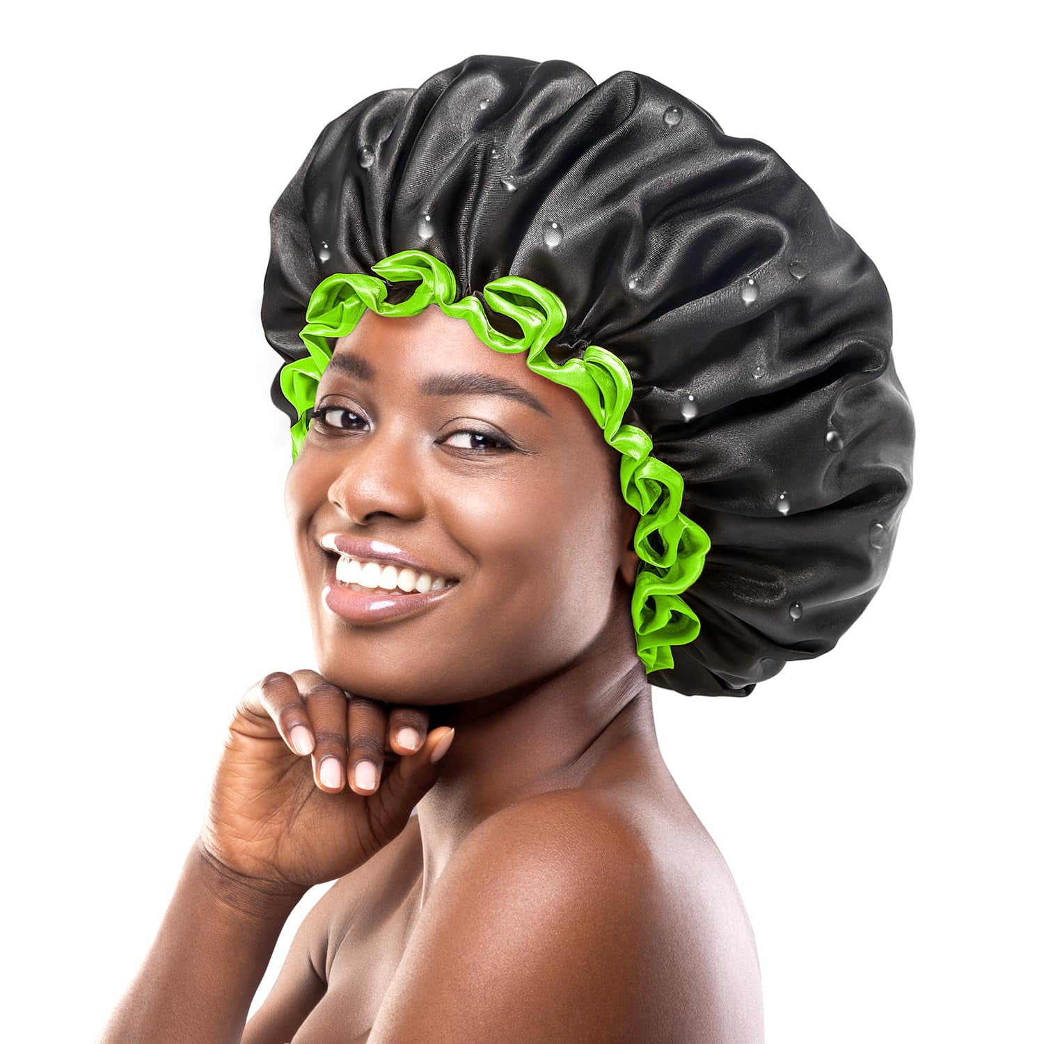 Extra Large Black Shower Cap for Women and Men Thick Long Hair Braids ...