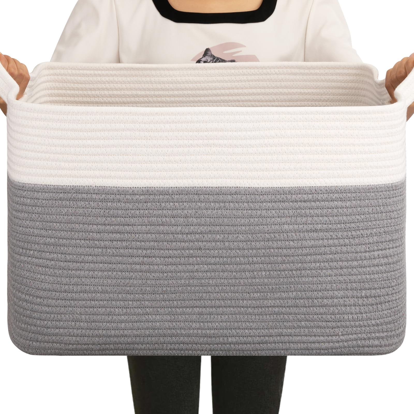 Extra Large Blanket Basket, 95L Woven Storage Basket, Cotton Rope Toy ...
