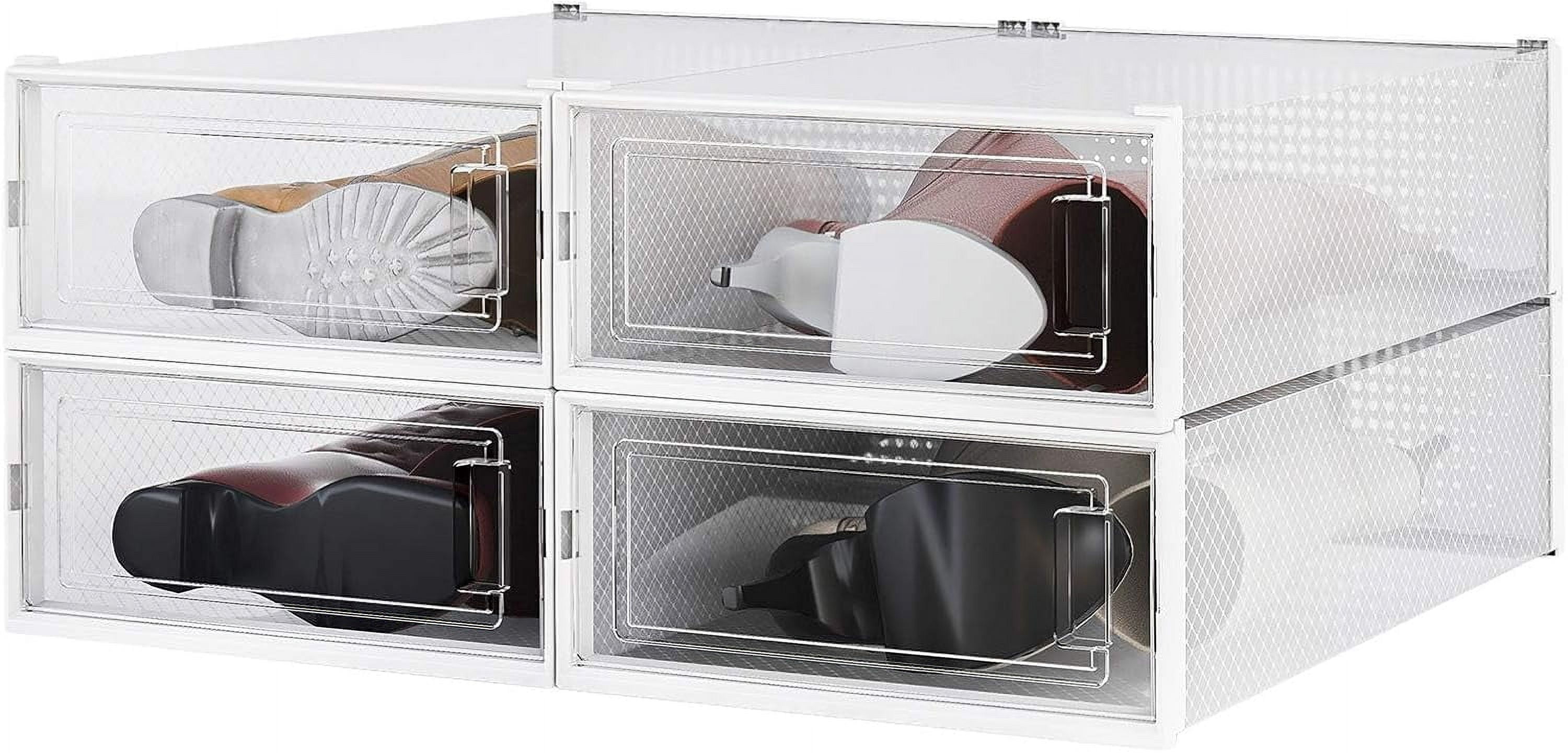 Extra Large Boot and Shoe Storage Boxes Stackable Clear Plastic Shoe ...