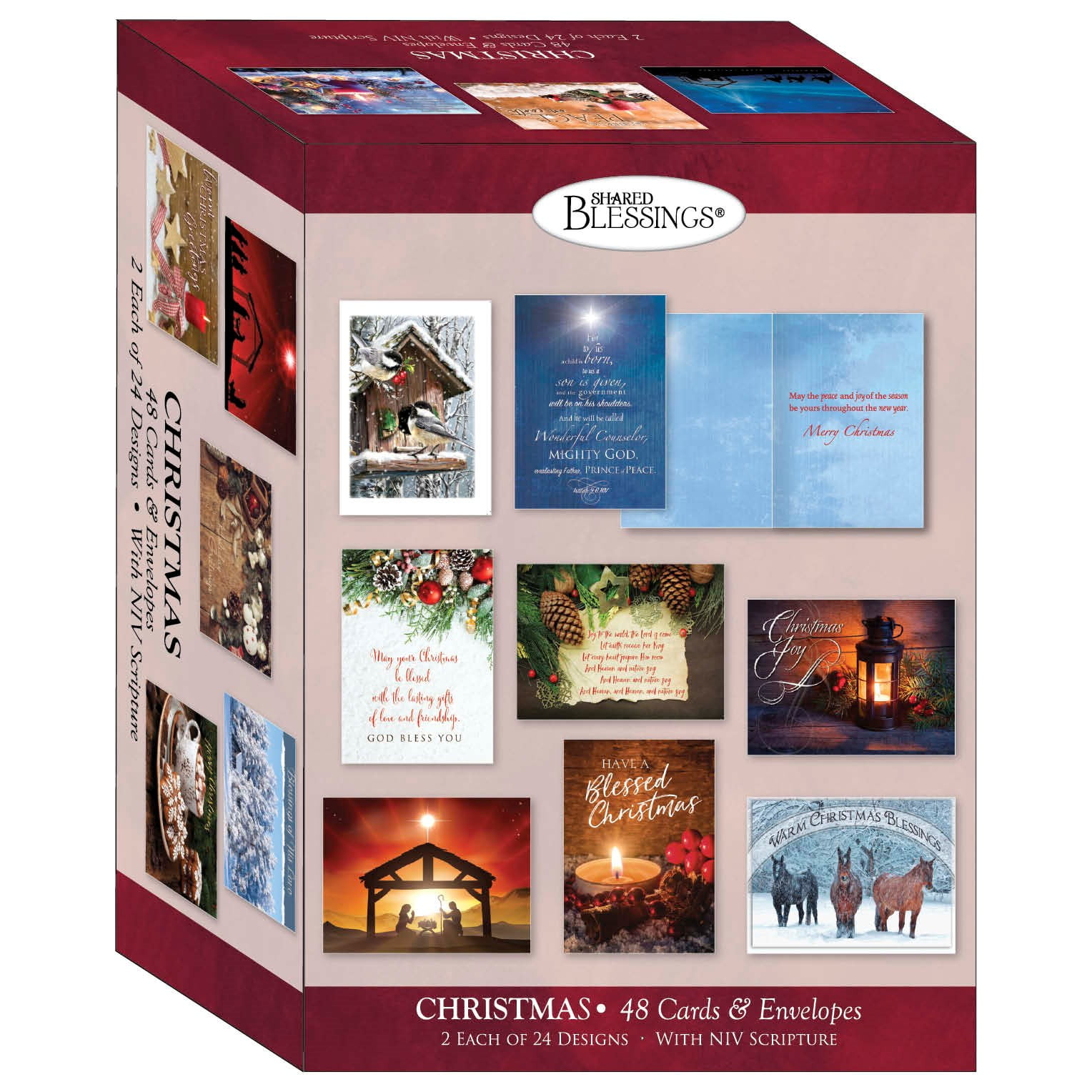 Extra Large Boxed Christmas Card Assortment - Christmas Wonders NIV- 48 ...
