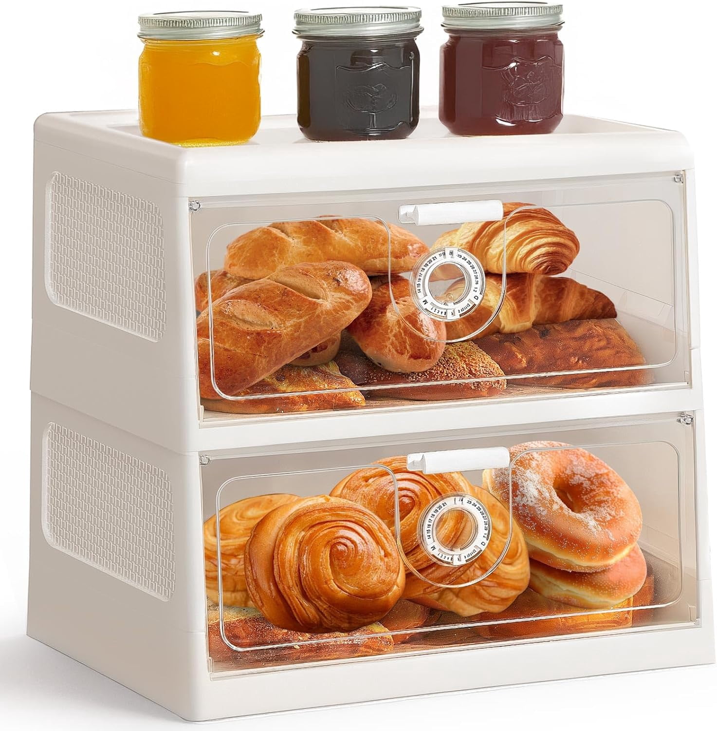 Extra Large Bread Box for Kitchen Countertop, Double Layer Bread ...