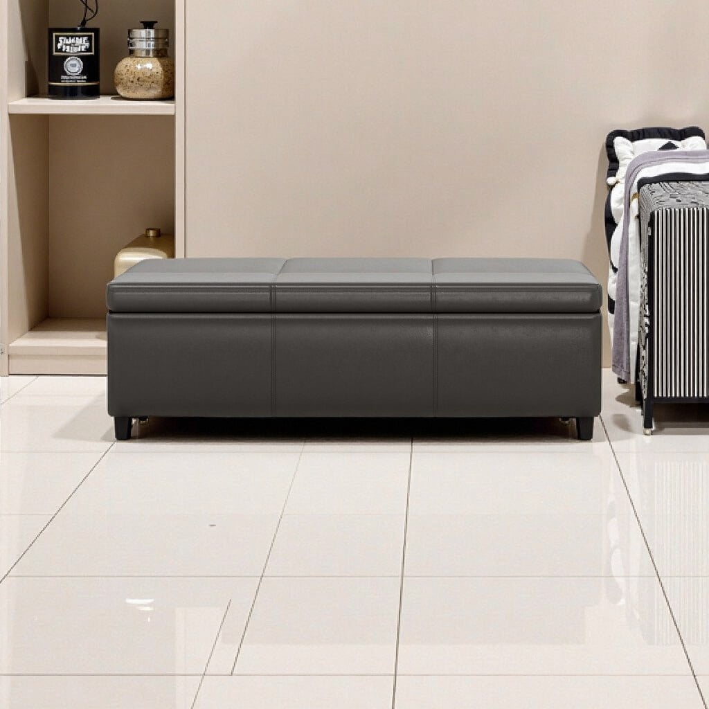 Extra Large Brown Tufted Storage Ottoman Bench with Safety Hinge ...