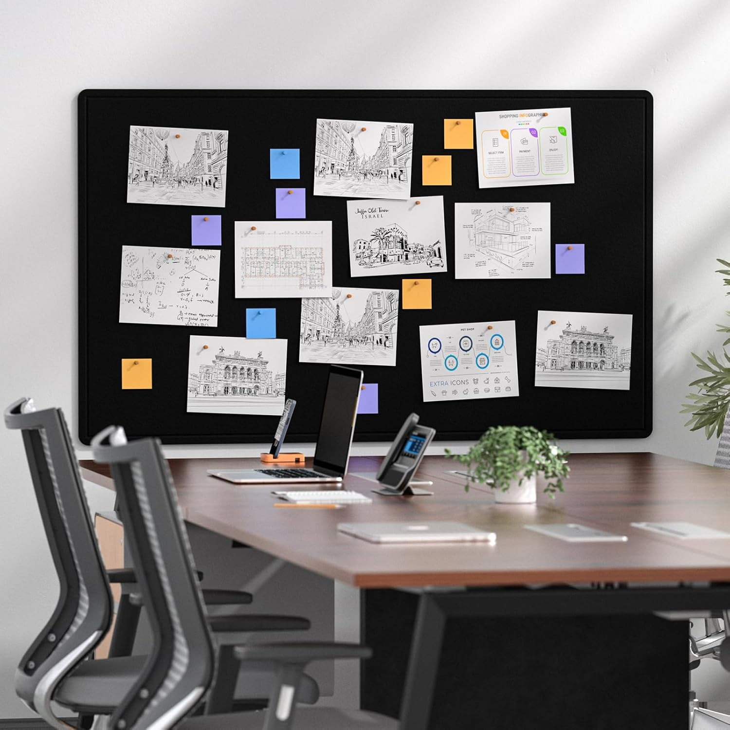 Extra Large Bulletin Board 60" x 36", Foldable Felt Board Vision Board ...