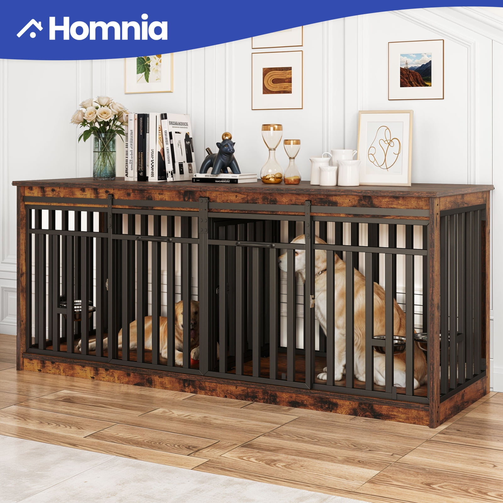 Extra Large Bunny Hutch 71" w/ TV Stand Design Dog Kennel w/ Sliding ...