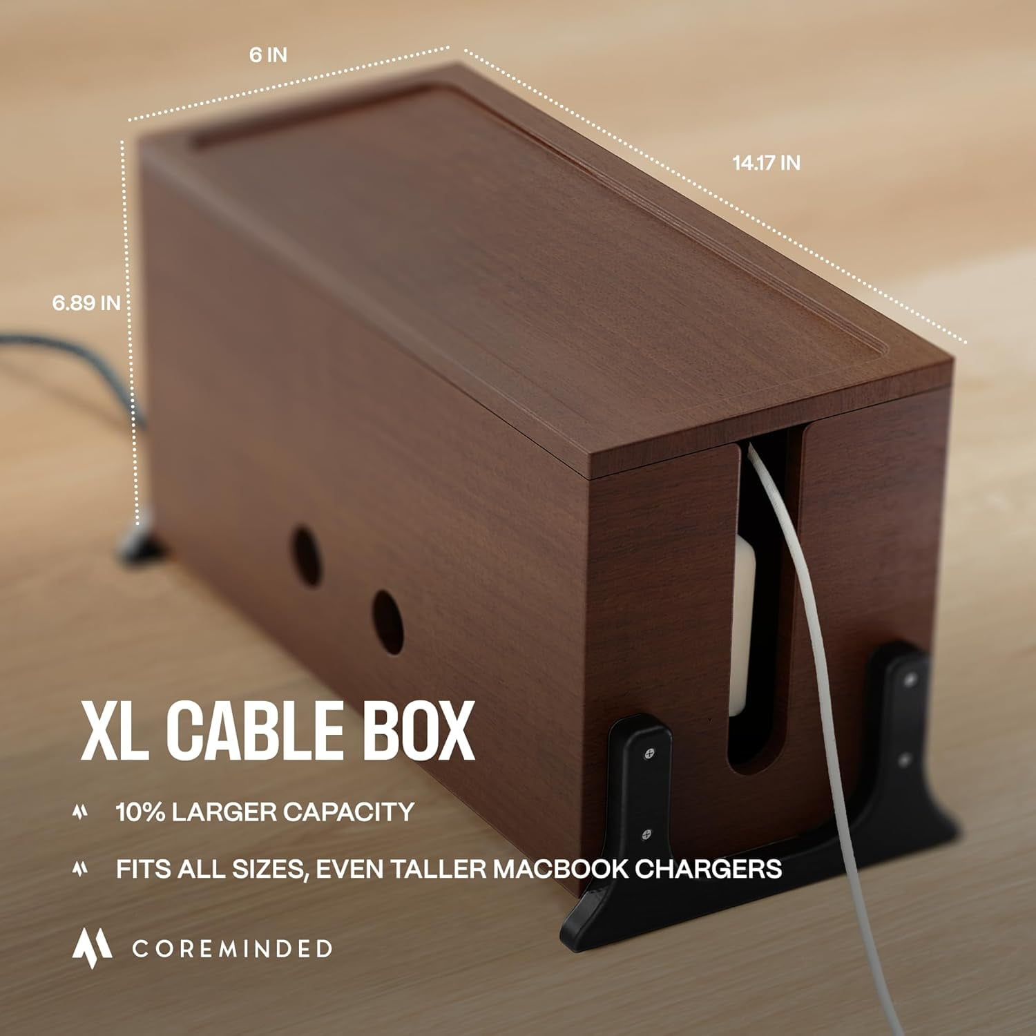 Extra Large Cable Management Box, Wood Cord Hider Box & Organizer for ...