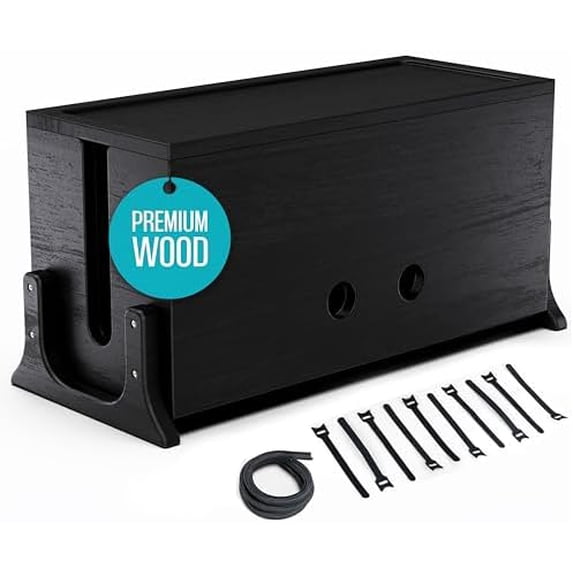 Extra Large Cable Management Box, Wood Cord Hider Box & Organizer for ...