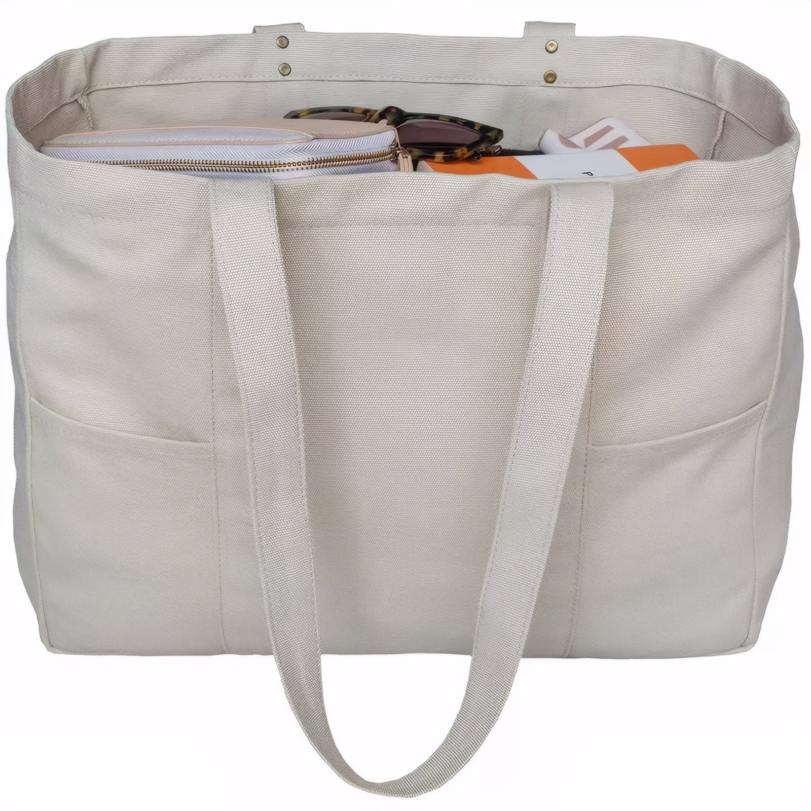 Extra Large Canvas Tote Bag for Women Men,Utility Work Tote with Zipper ...