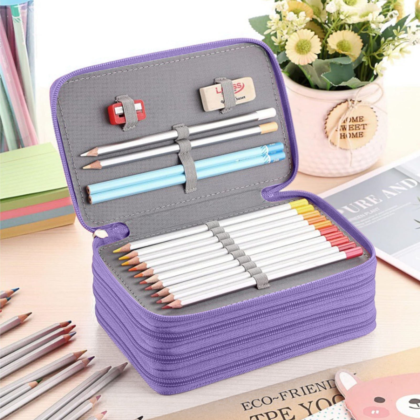 Extra Large Capacity Pencil Box 72 Marker Storage Case Nylon Multilayer ...