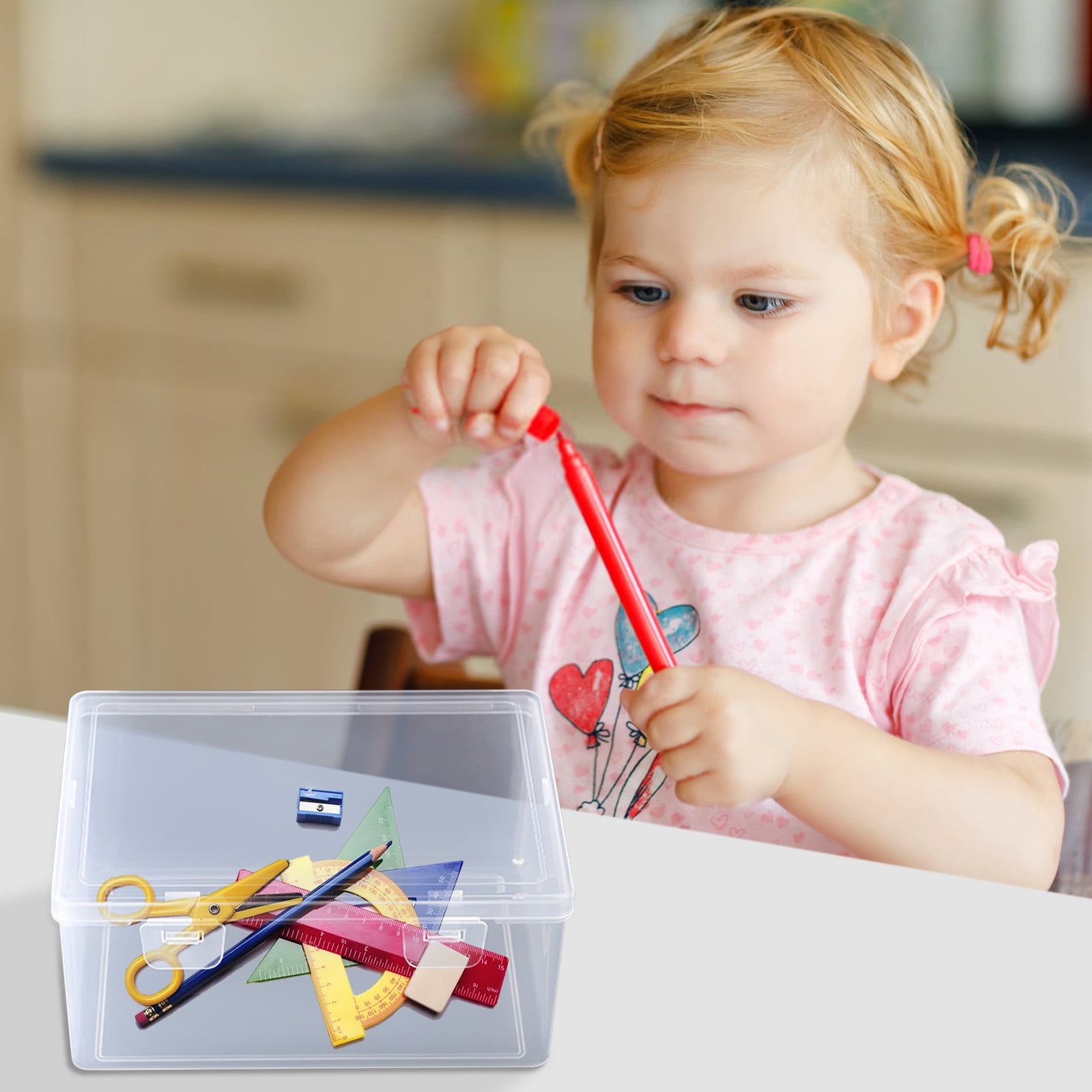 Extra Large Capacity Plastic Pencil Box Organizer | Stackable Clear ...