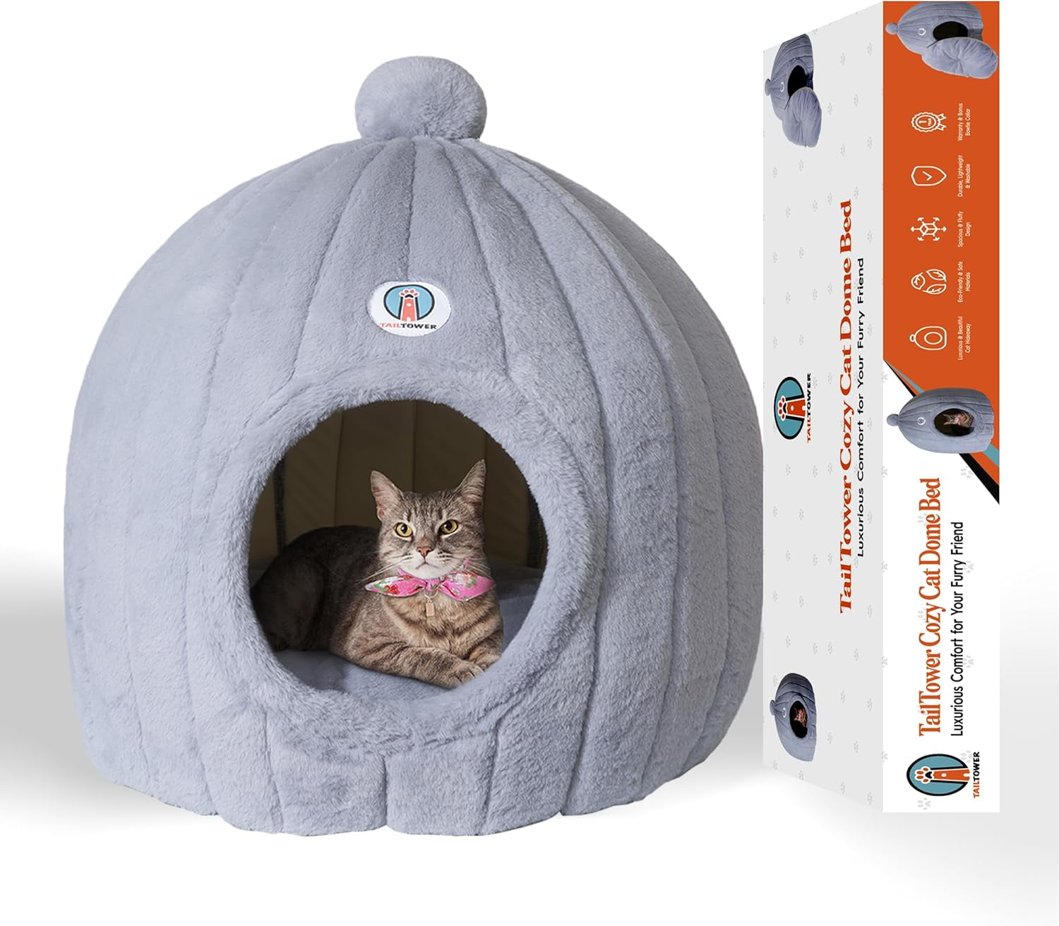 Extra Large Cat Cave Bed for Large Cats & Small Dogs – Plush Dome ...