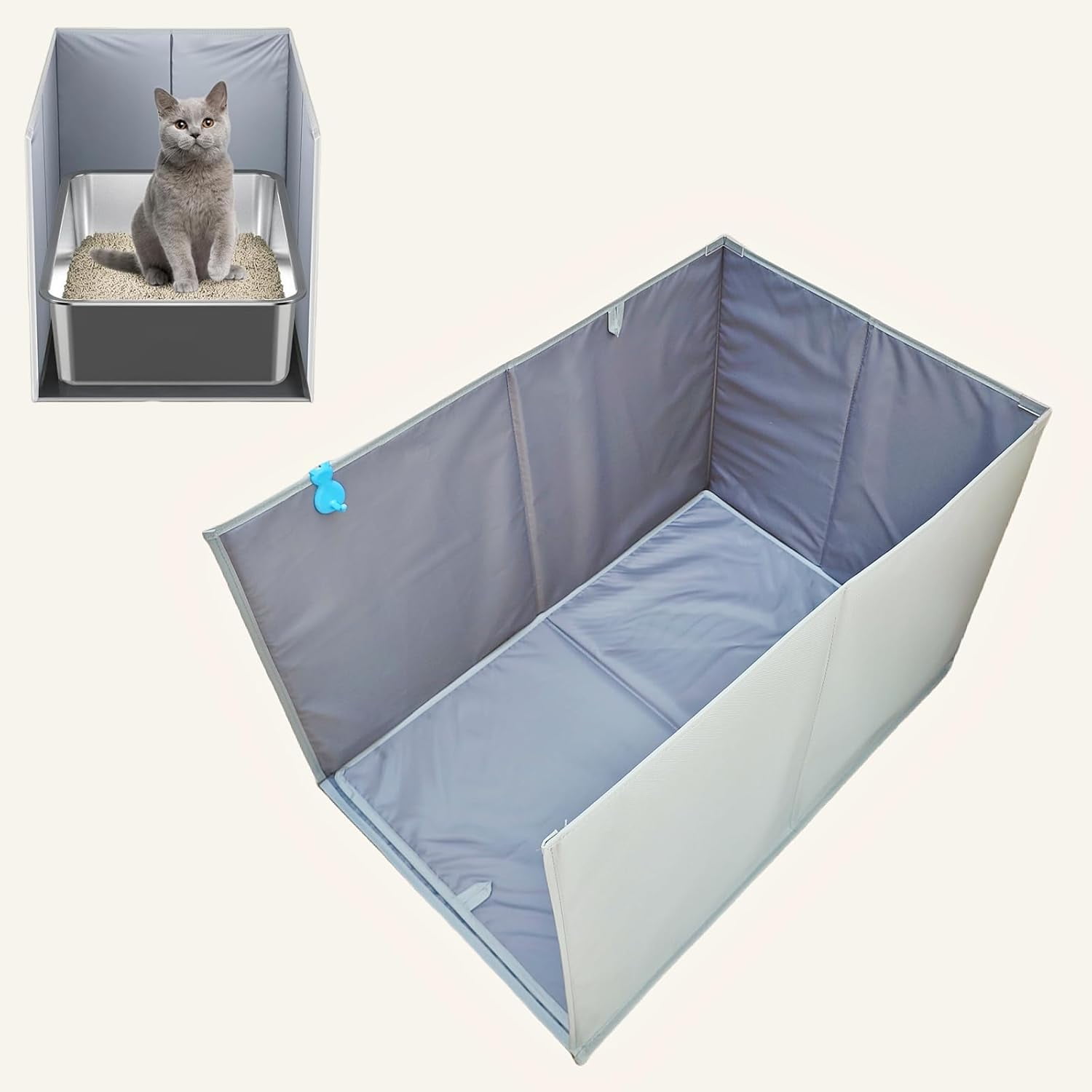 Extra Large Cat Litter Box Enclosure, Open Top High Sided Splash Guard ...