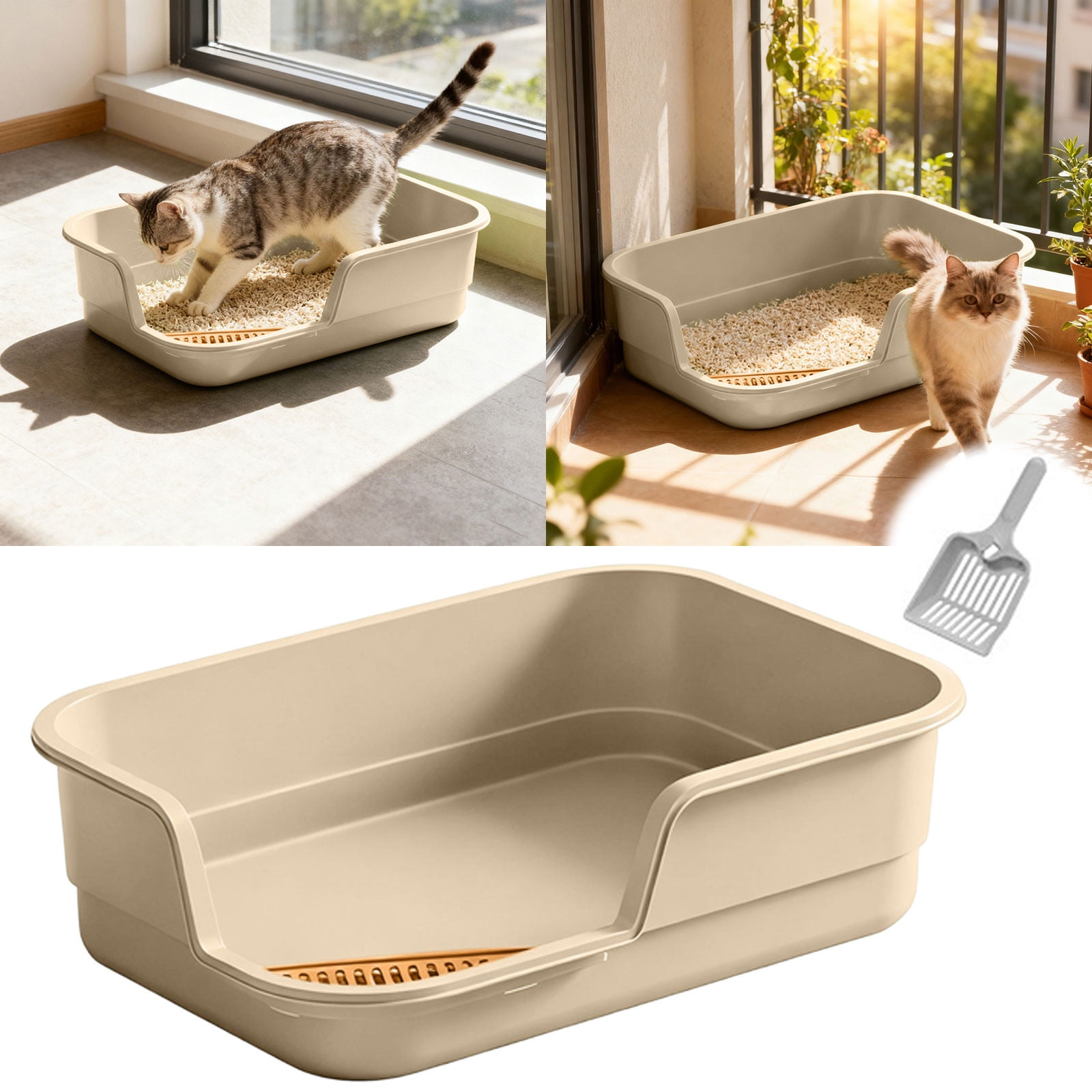 Extra Large Cat Litter Box with High Sides, Semi-Enclosed Design for ...
