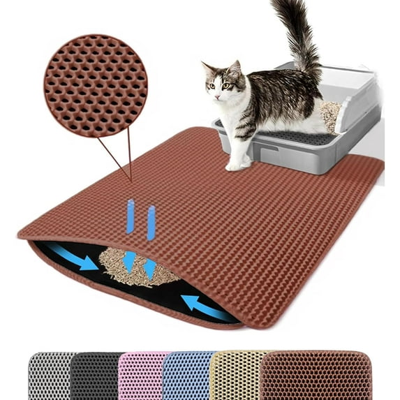 Extra Large Cat Litter Mat, 30x22 Inches Honeycomb Double Layer Cat ...