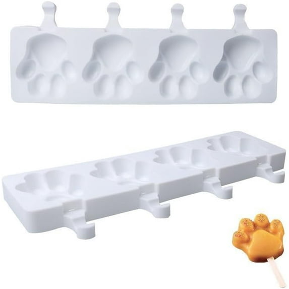 Extra Large Cat Paw Popsicle Molds – 4-Cavity Silicone Ice Cream Mold ...