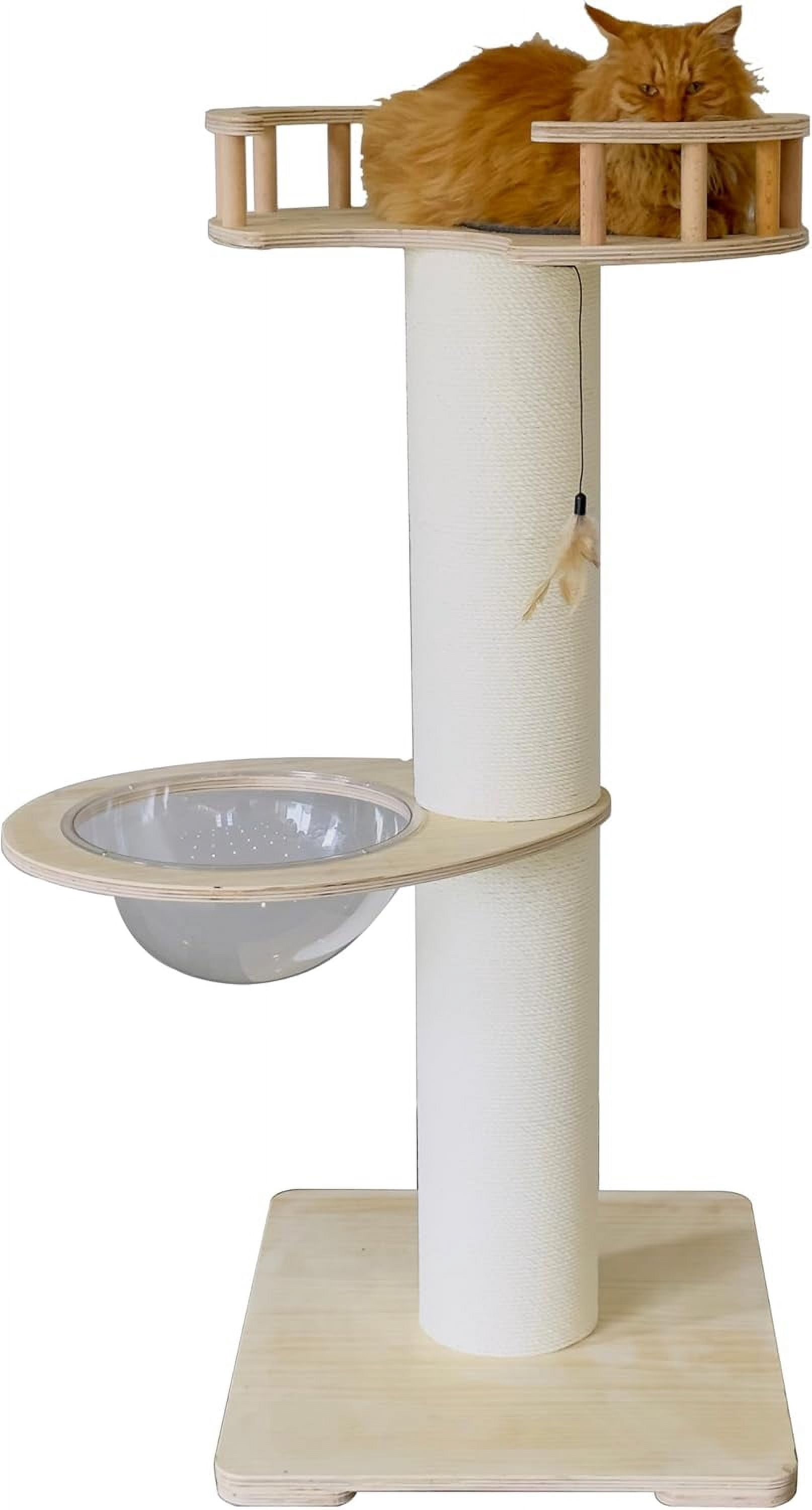 Extra-Large Cat Tree Cat Scratching Post with Transparent Dome Capsule ...