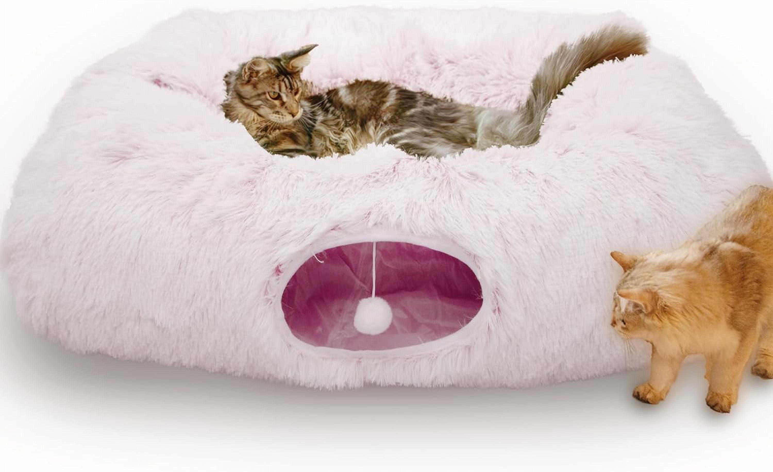 Extra Large Cat Tunnel Bed for Indoor Cats Peekaboo Cat Cave Donut with ...