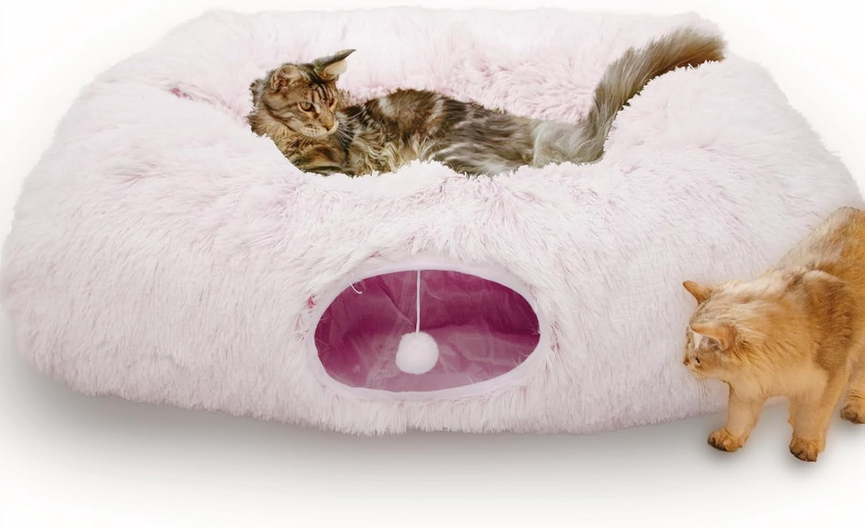Extra Large Cat Tunnel Bed for Indoor Cats Peekaboo Cat Cave Donut with ...