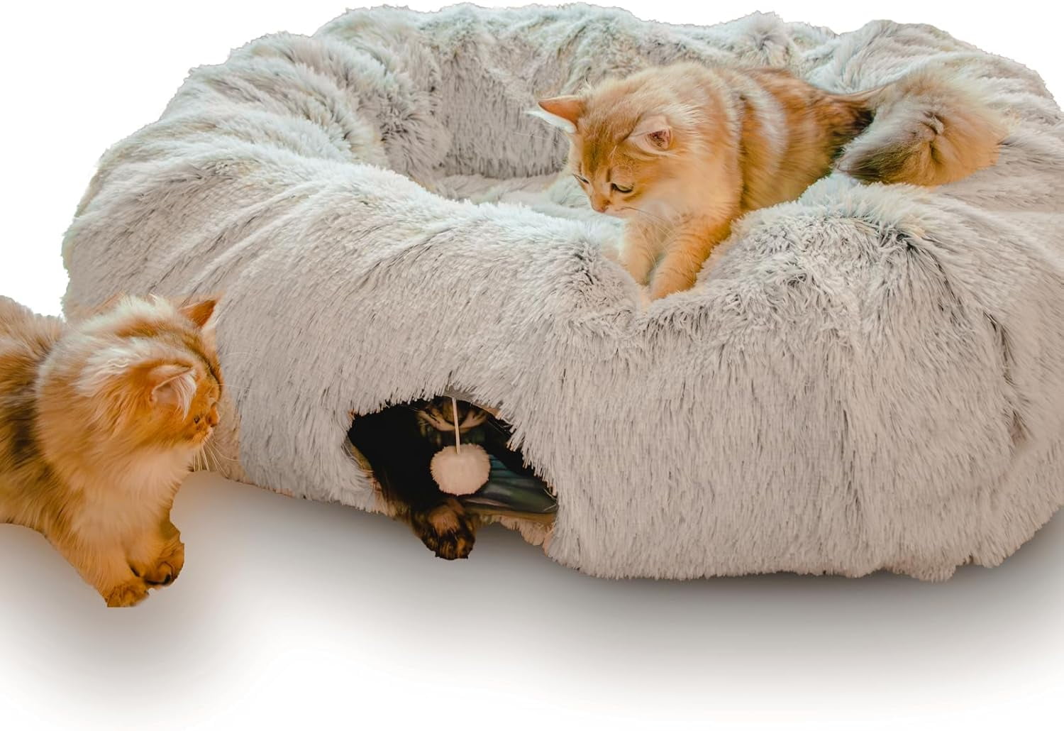 Extra Large Cat Tunnel Bed for Indoor Cats Peekaboo Cat Cave Donut with Center Mat - Walmart.com
