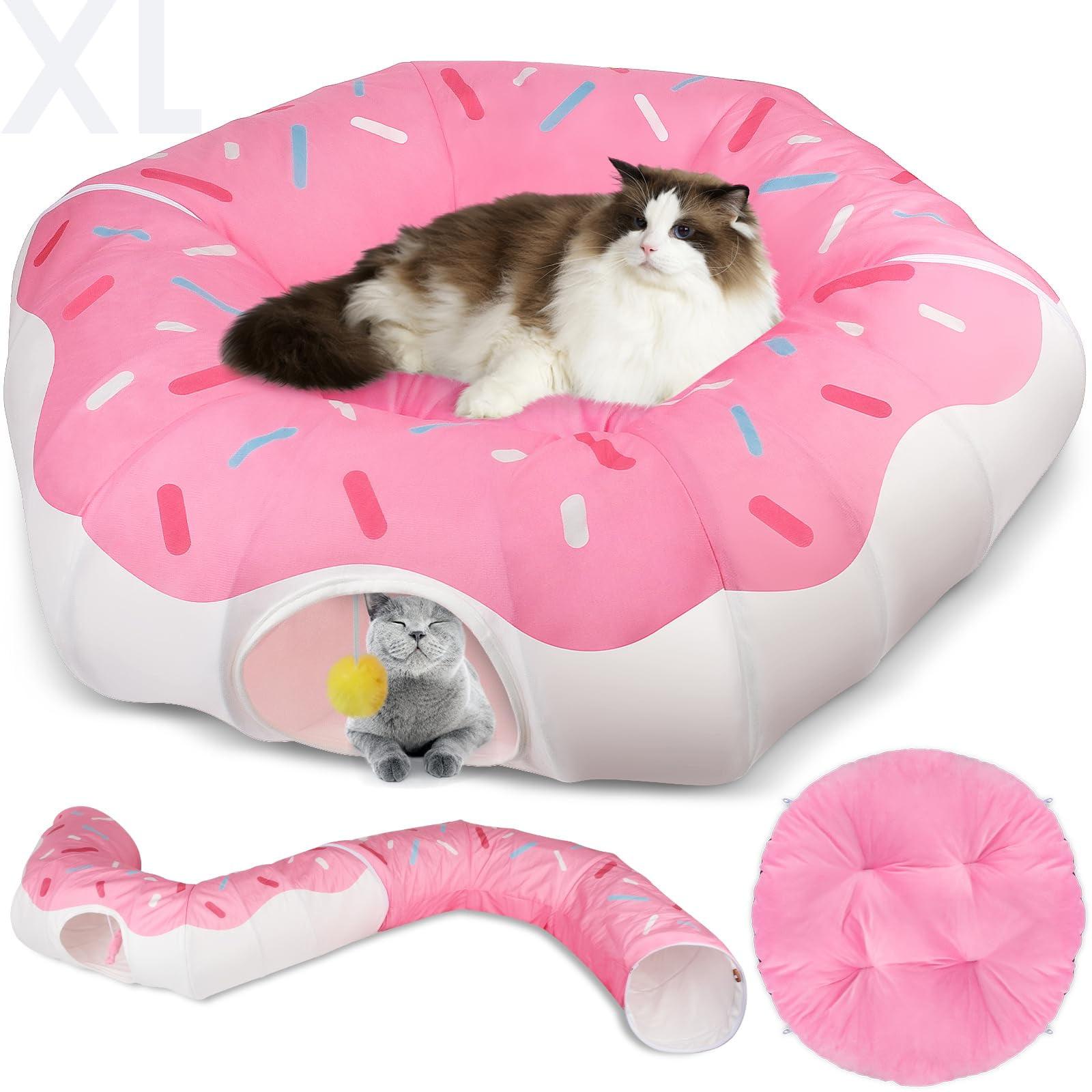 Extra Large Cat Tunnels For Indoor Cats, Multifunctional Cat Tunnel Bed ...
