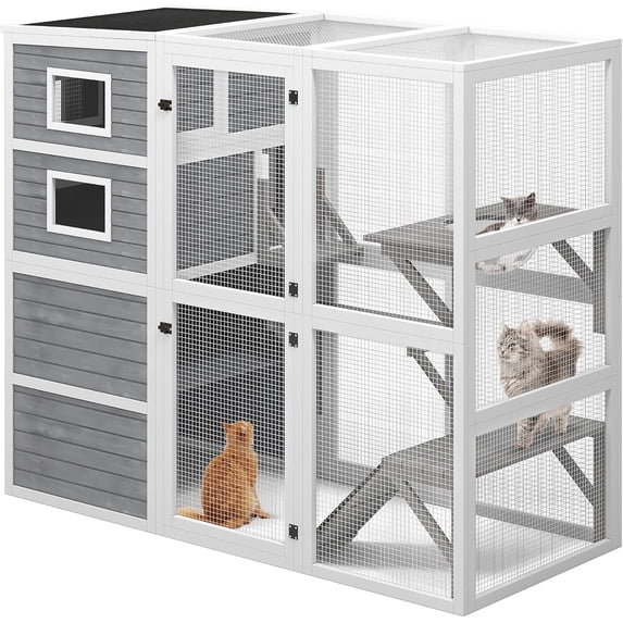 Extra Large Catio Outdoor Cat Enclosure 110 inch Outside Cattery with ...