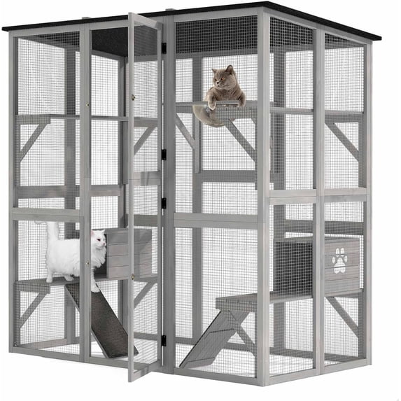 Extra Large Catio Outdoor Cat Enclosure 110 inch Outside Cattery with ...
