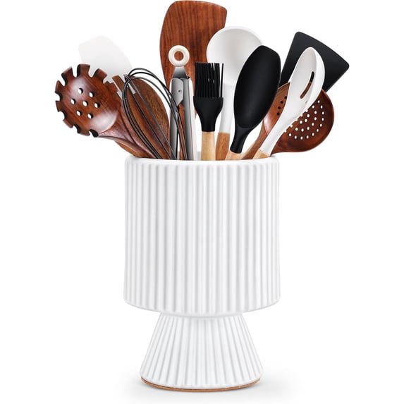 Extra Large Ceramic Utensil Holder for Countertop, Utensil Organizer ...