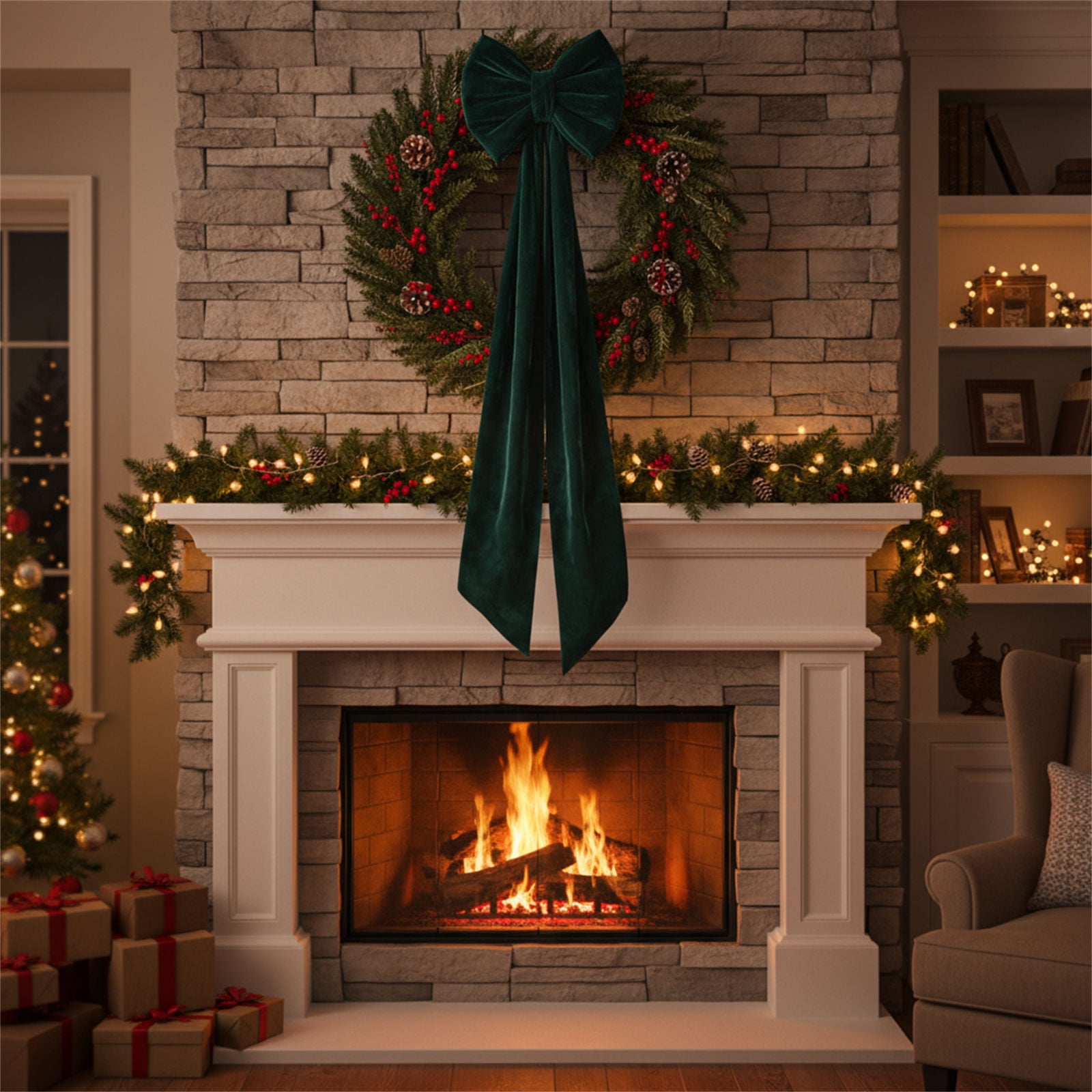 Extra Large Christmas Bow – Satin Ribbon Tree Topper with 47 Inch Long ...