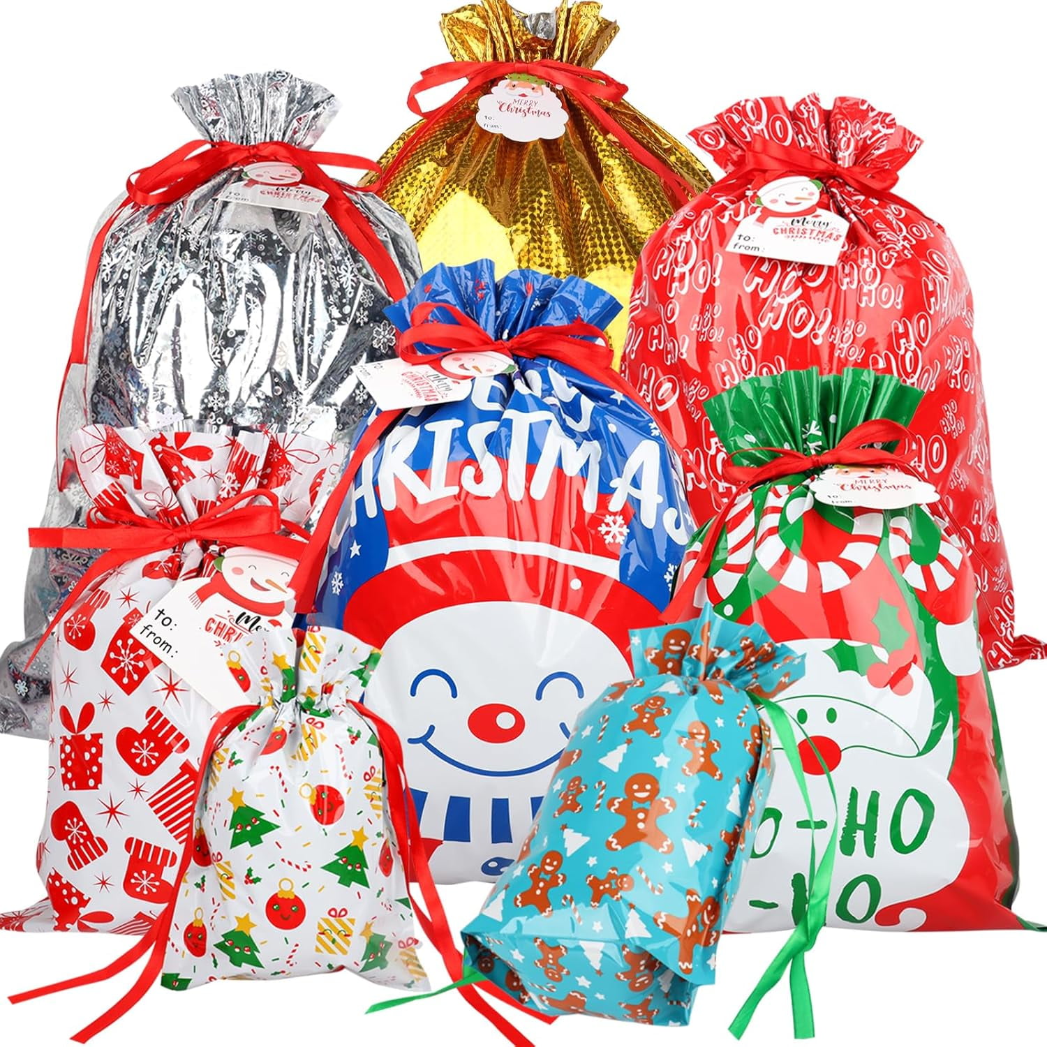 Extra Large Christmas Gift Bags Bulk - 4 Pack Jumbo Santa Sacks 54.3" x ...