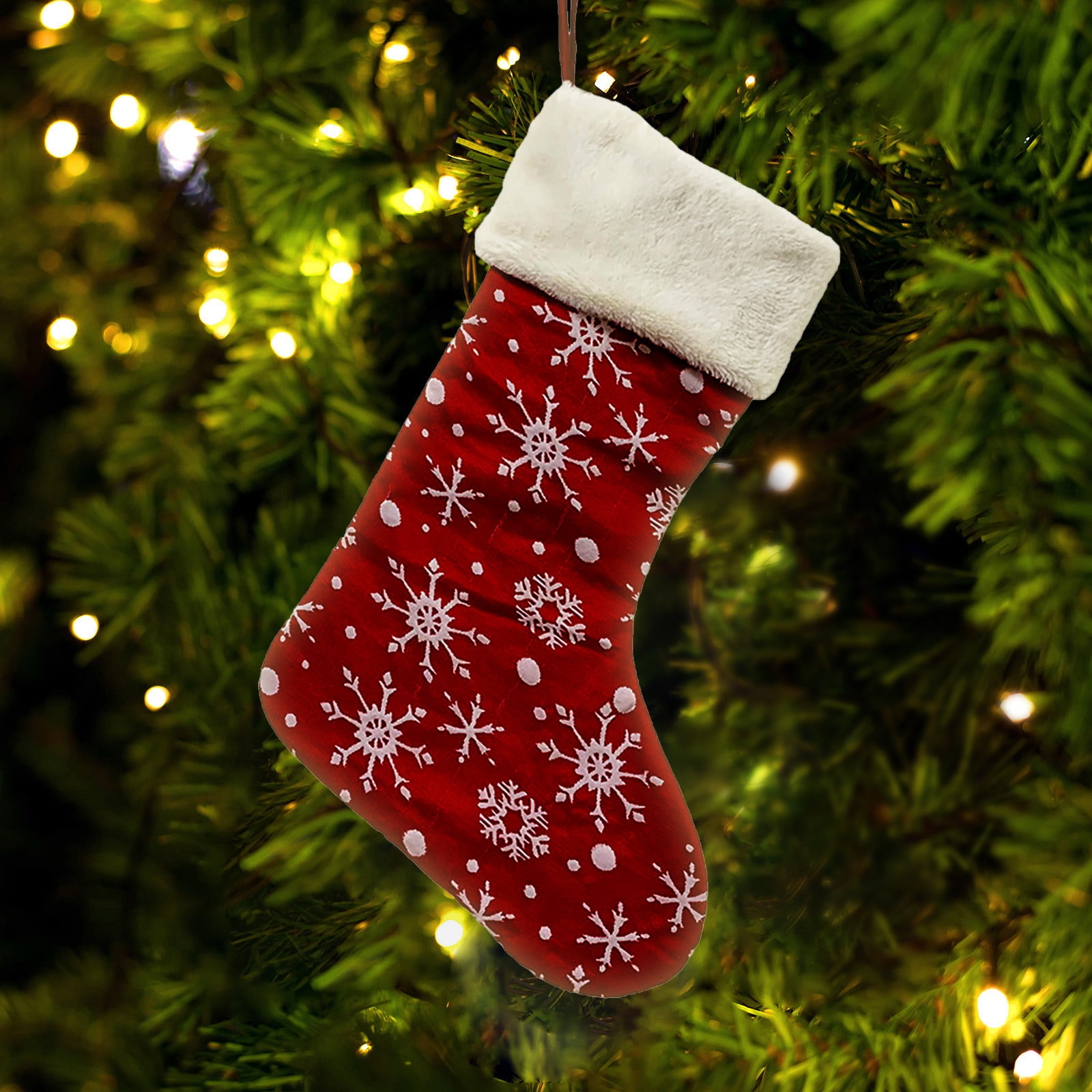 Extra-Large Christmas Stocking with Plush Cuff - 20 Inch Plaid Holiday ...